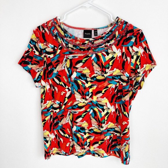 Rafaella | Tops | Rafaella Abstract Brightly Patterned Blouse L | Poshmark